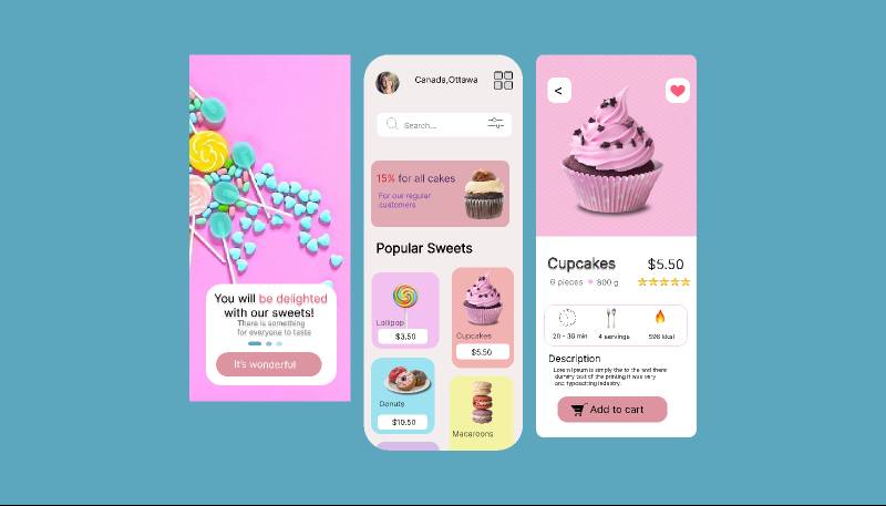 Sweets Store Figma Mobile App Template | UI4Free