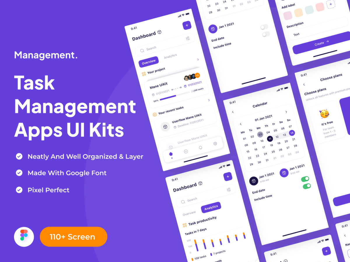 Task Management App Design | UI4Free
