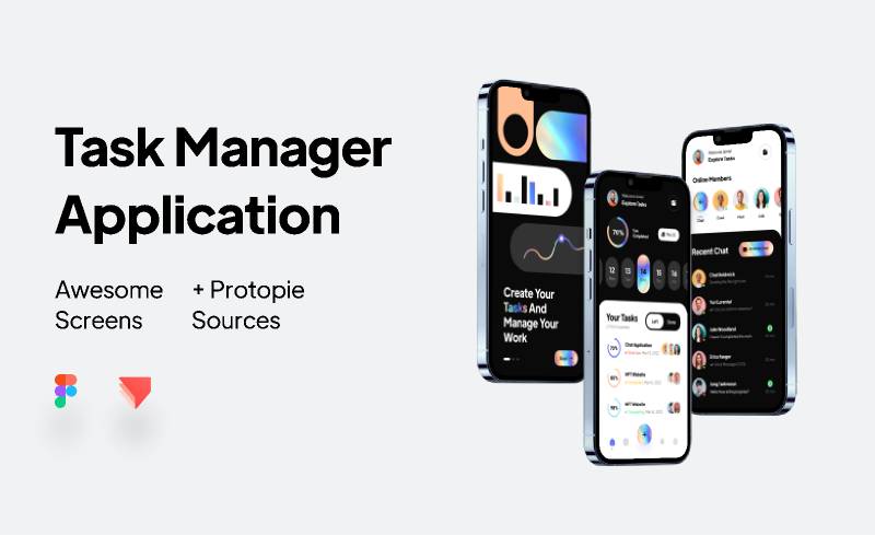 Task Manager Application Figma Mobile Template | UI4Free