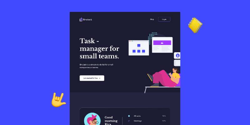 Task manager web design Figma Template | UI4Free