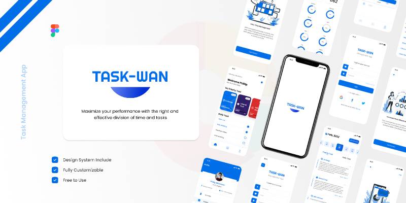 Task Wan - Task Management Figma Mobile App | UI4Free