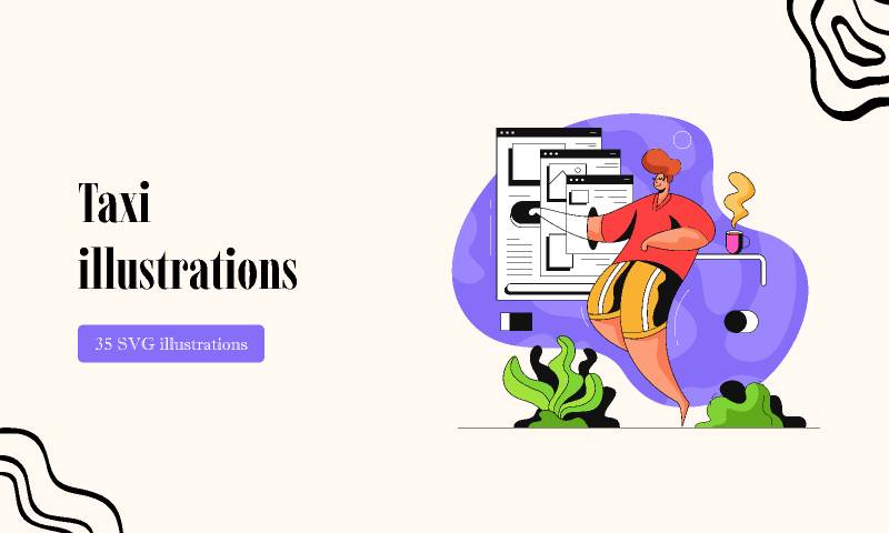 Taxi illustrations Figma Illustration Template | UI4Free