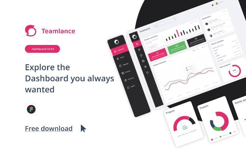 Teamlance dashboard Figma Website Template | UI4Free