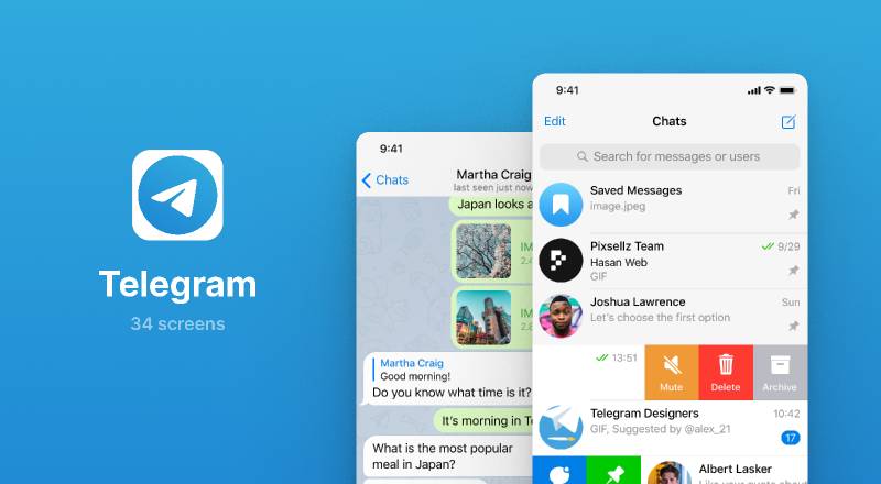 Telegram UI Screens | UI4Free