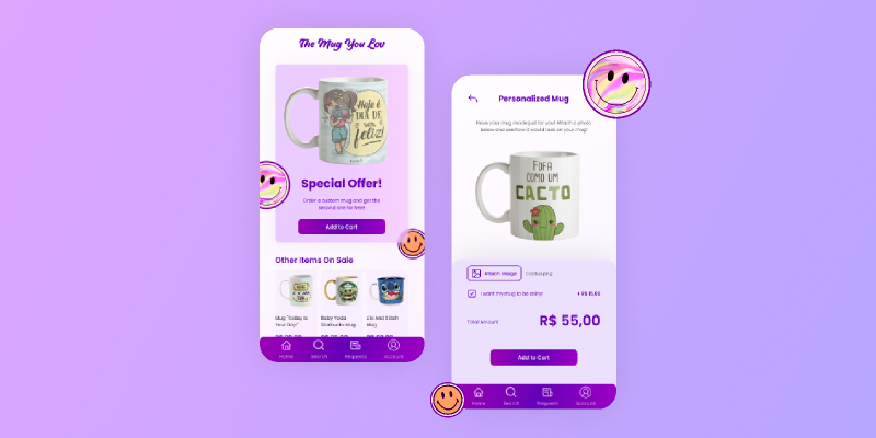 The Mug You Luv Mobile App Figma Template | UI4Free