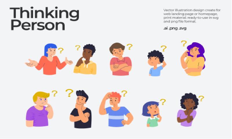 Thinking Person - illustration All IN ONE PACK Figma Template | UI4Free