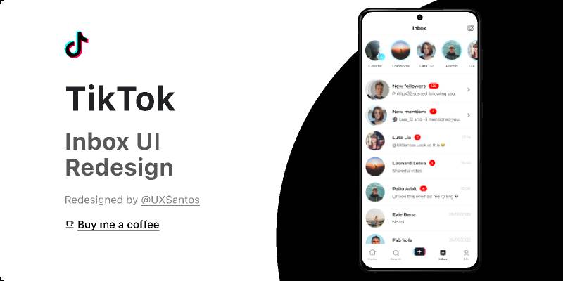 TikTok Inbox UI Redesign Figma Mobile Template | UI4Free TikTok Inbox UI Redesign Figma Mobile Template | UI4Free
