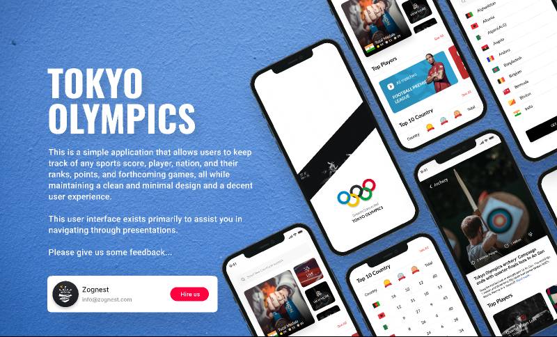 Tokyo Olympics Figma Mobile App Template | UI4Free
