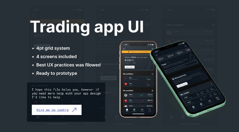Trading Stocks app UI Figma Free Download | UI4Free