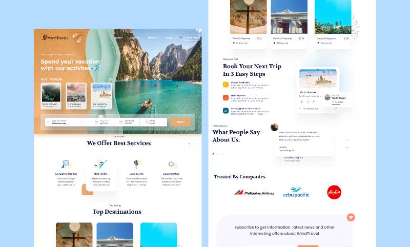 Travel agency figma website template | UI4Free