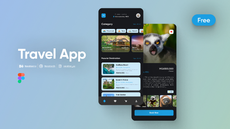 Travel App Figma Free Mobile Template | UI4Free