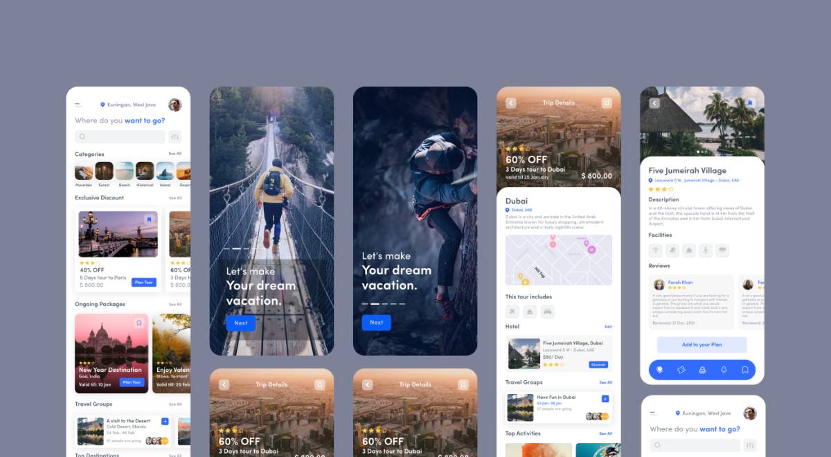 Travel App Figma Mobile Template | UI4Free