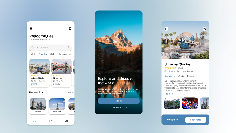 Travel Booking app UI Figma Free Download | UI4Free