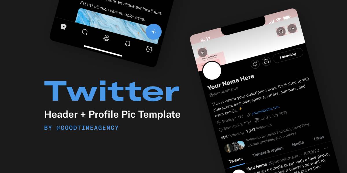 Twitter Profile + Header Pic Free Figma Template | UI4Free