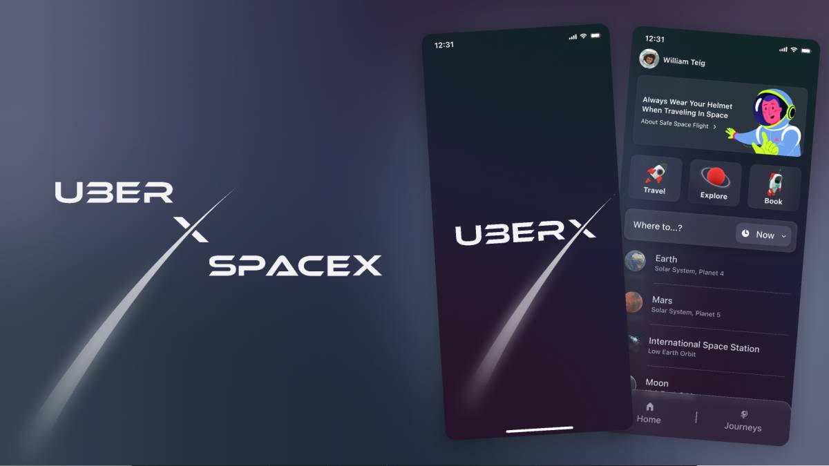 Uber x SpaceX Figma Mobile Template | UI4Free