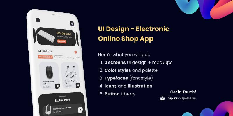 UI Design - Electronic Online Shop App Figma Template | UI4Free