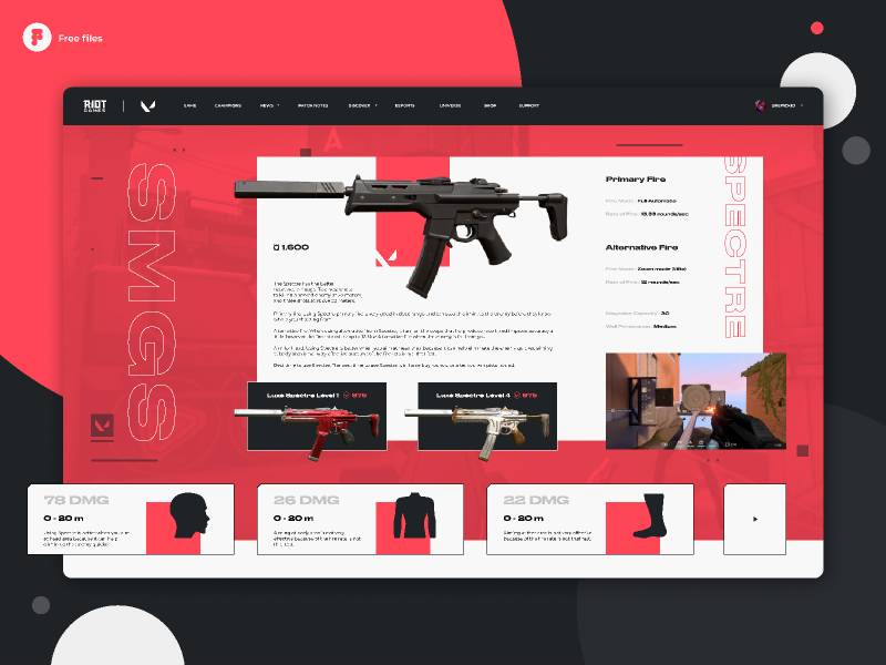 Valorant - Weapon Spectre page concept design | UI4Free