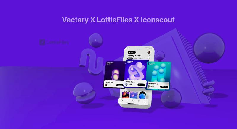 Vectary X LottieFiles X Iconscout Figma Template | UI4Free