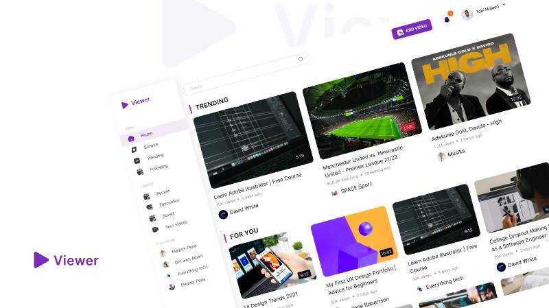 Viewer Video Sharing Platform Figma Website Template | UI4Free