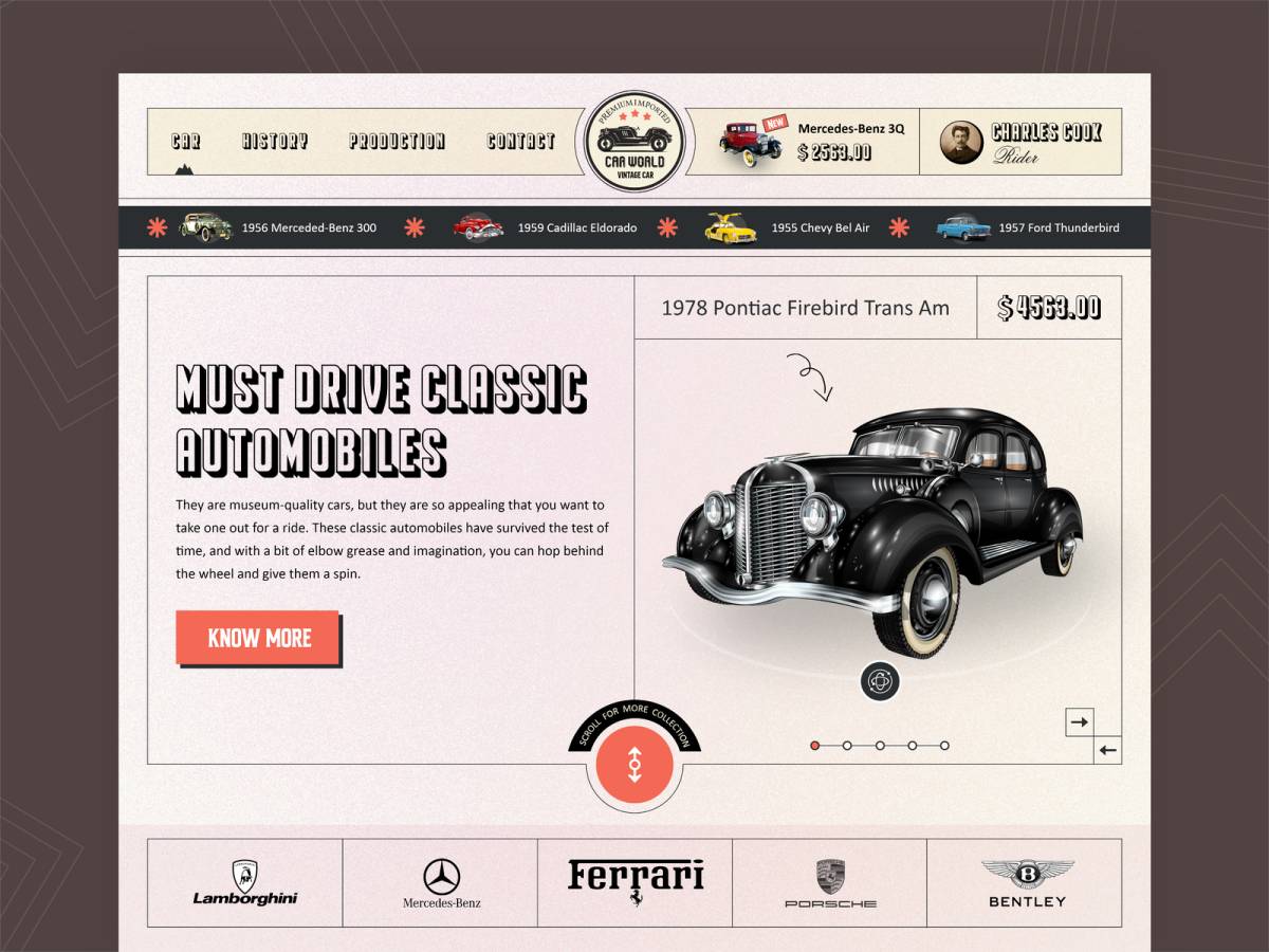 Vintage Car - Web App Design | UI4Free