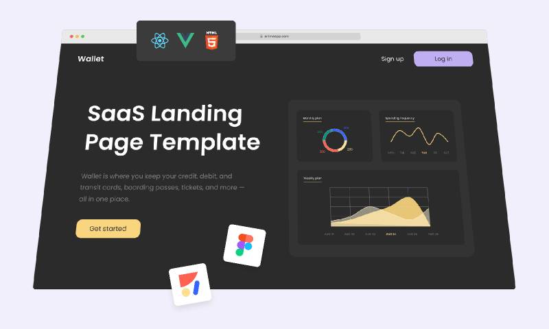 Wallet - SaaS Landing Page Template figma template | UI4Free