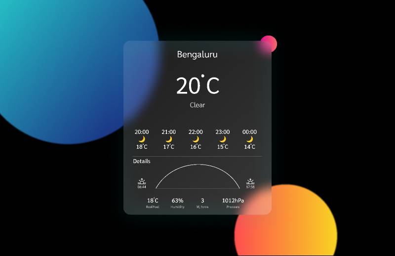 Weather App Widget Figma Design | UI4Free