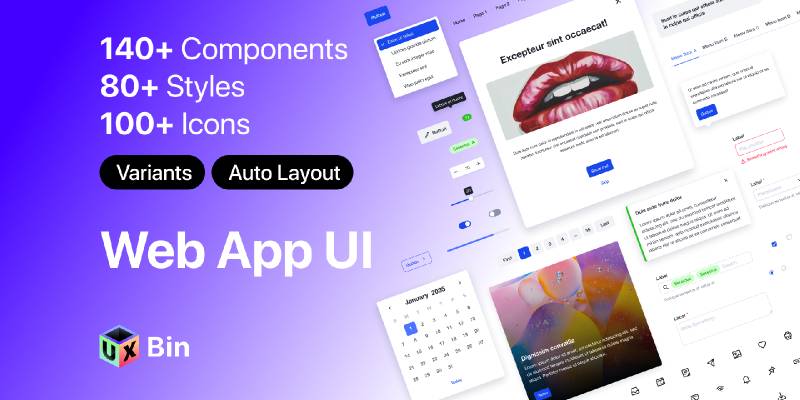 Web App UI Lite Design System figma | UI4Free