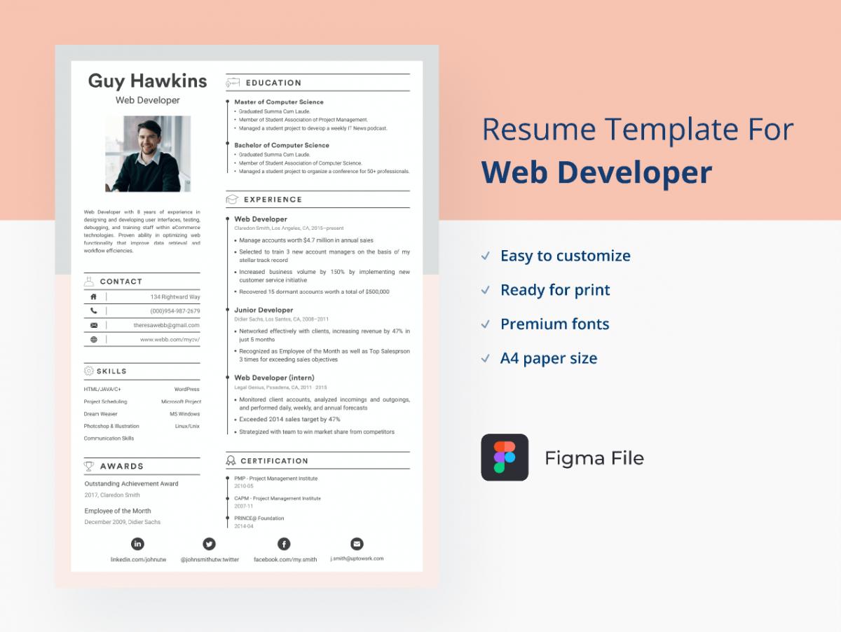 Web Developer Resume CV Template Figma Design UI4Free