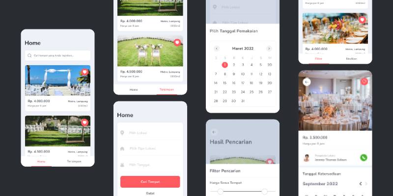 Wedding Place Directory Apps Figma Mobile Template | UI4Free
