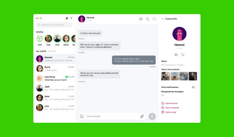 Whatsapp desktop app figma template | UI4Free