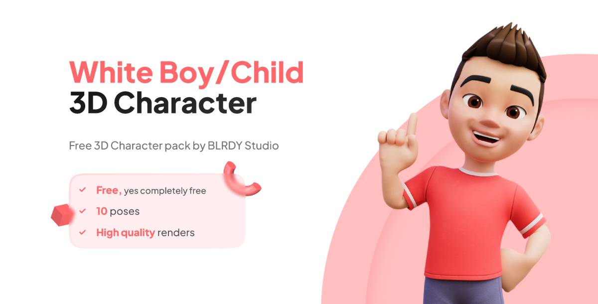 White Boy 3D Character Figma Template | UI4Free
