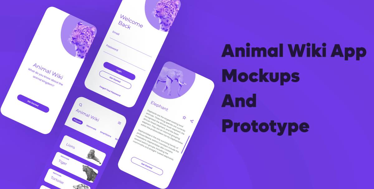wiki animal app figma mobile template | UI4Free