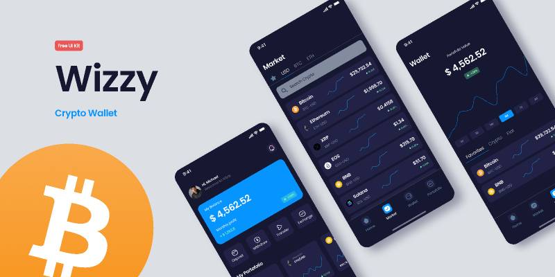 Wizzy - Crypto Wallet Exchange App Figma Mobile Template | UI4Free
