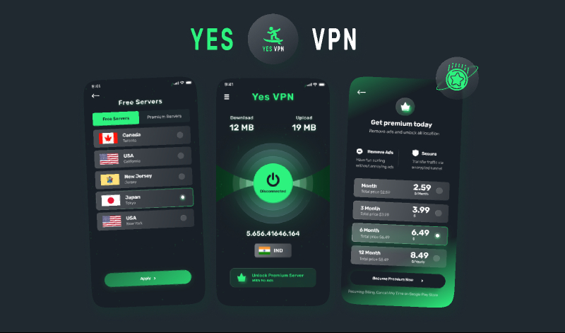YES VPN App Figma Template | UI4Free
